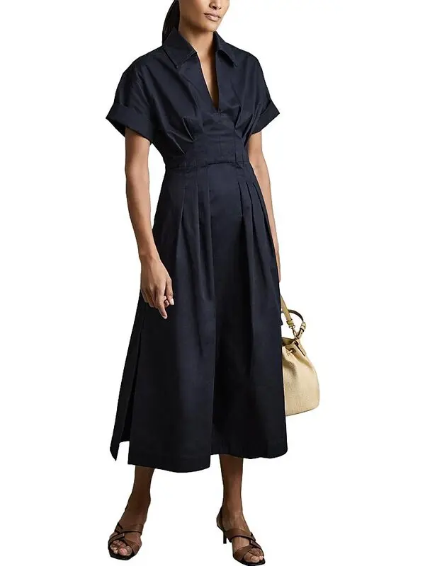 REISS Aubrey Midi Shirt Dress - Navy