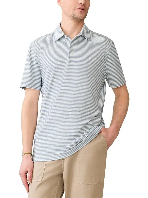 Faherty Brand Movement Short Sleeve Polo Shirt - Long Valley Stripe