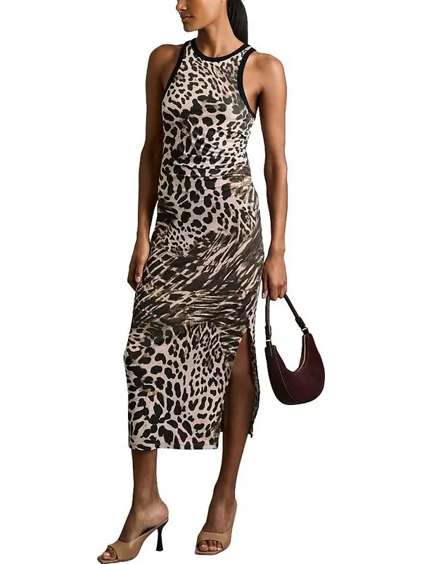 REISS Lily Printed Jersey Midi Dress - Neutral