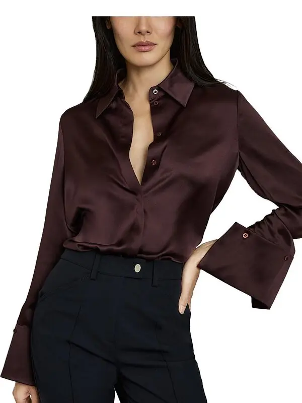 REISS Silk Shirt - Burgundy