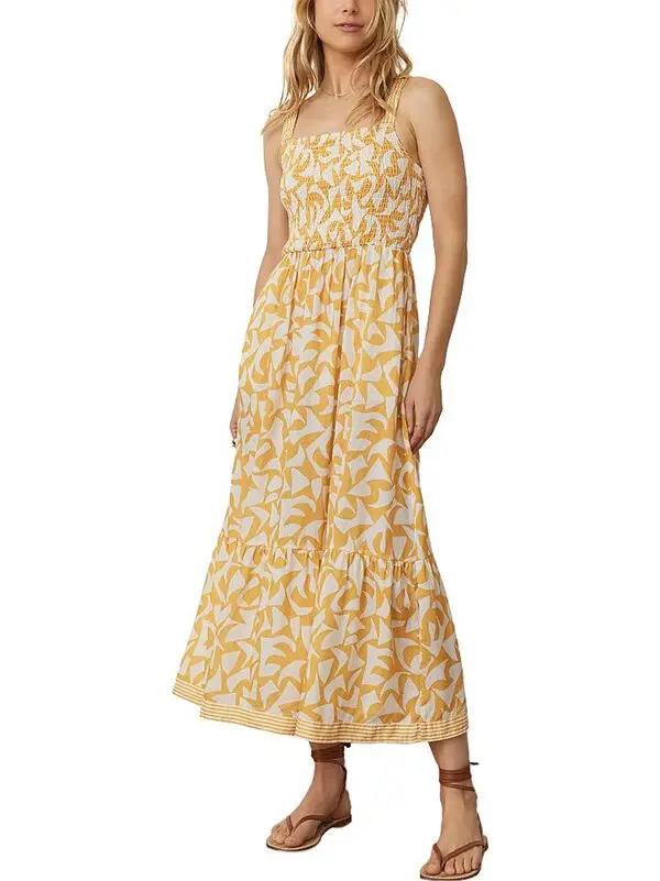 Marine Layer Selene Smocked Maxi Dress - Marigold Geo