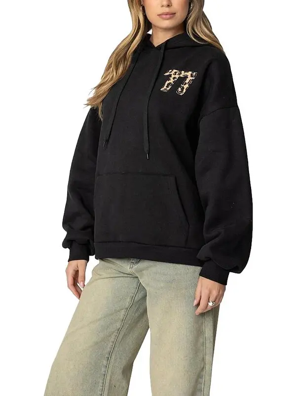 EDIKTED Leopard 77 Oversized Hoodie - Black