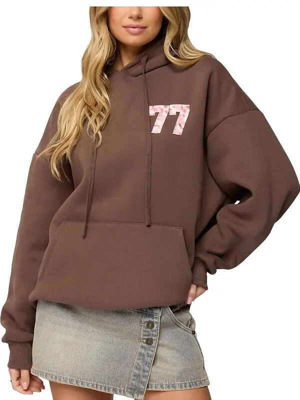 EDIKTED Leopard 77 Oversized Hoodie - Brown