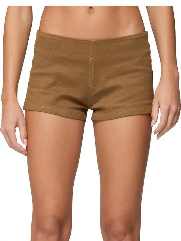 EDIKTED Dinah Denim Micro Shorts - Mocha