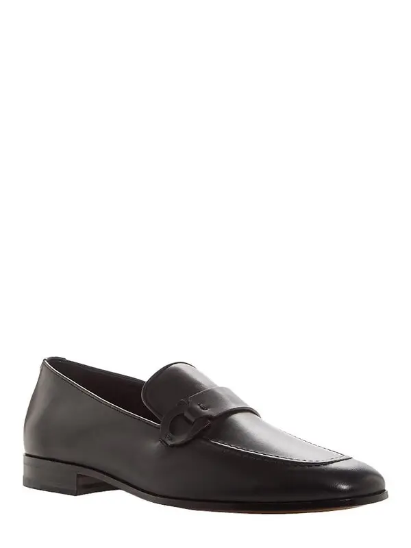 FERRAGAMO Bonny Venice Gancini Leather Loafers - Nero