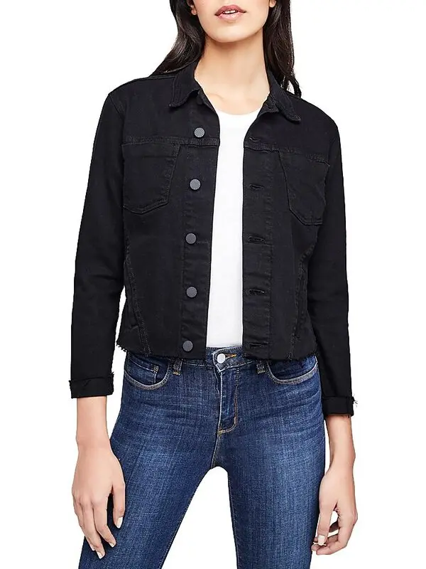 L'Agence Janelle Slim-fit Denim Jacket - Saturated Black