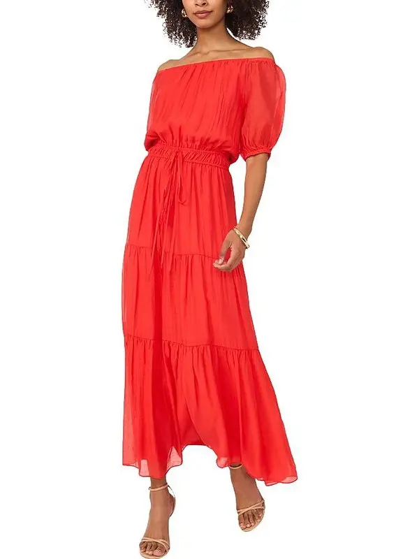 Vince Camuto Off-the-shoulder Tiered Maxi Dress - Cayenne