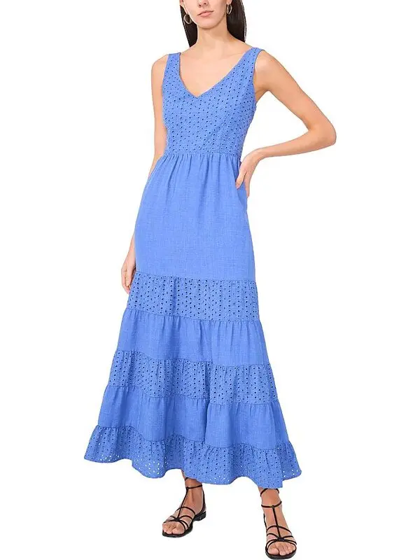 Vince Camuto Eyelet Tiered Maxi Dress - Sapphire Blue