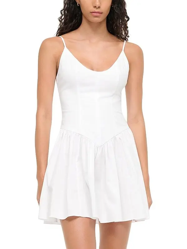 Staud Dena Poplin Mini Dress - White