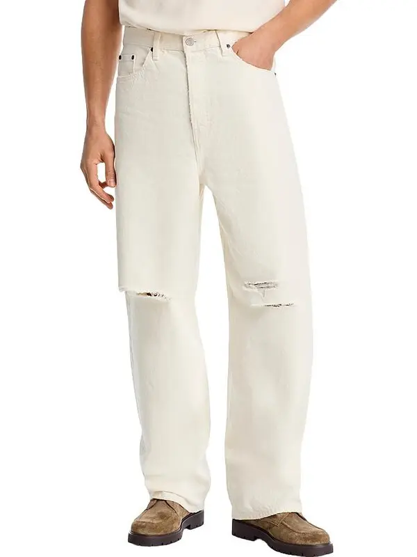 FRAME Baggy Fit Deconstructed Jeans - Off White Destructed