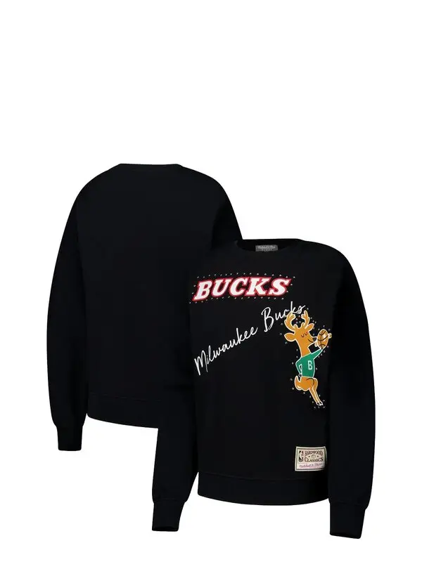 Mitchell & Ness Milwaukee Bucks Hardwood Classics Home Team Pullover Sweatshirt - Black