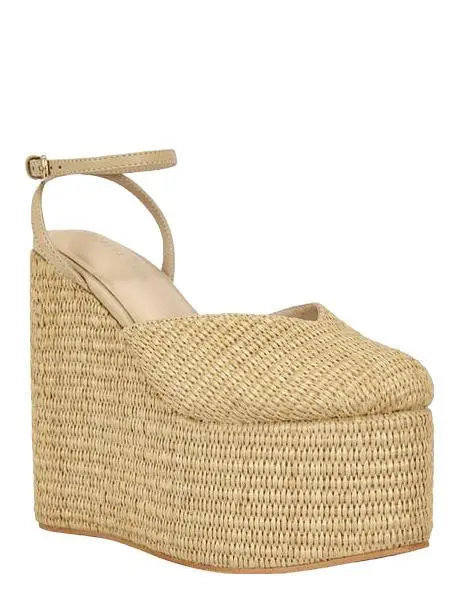 AZALEA WANG Cova Platform Wedge Sandal - Beige