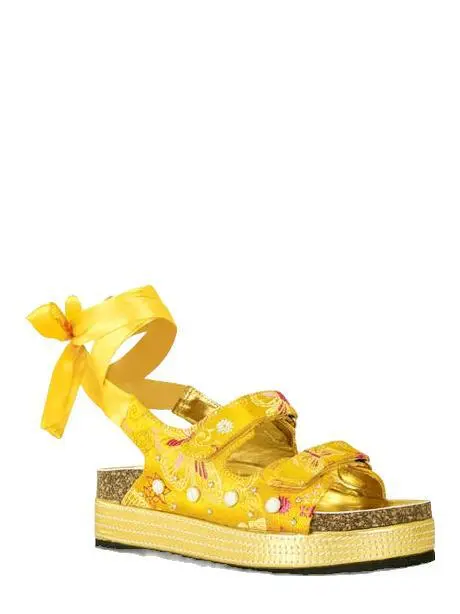 AZALEA WANG Makley Platform Sandals - Yellow