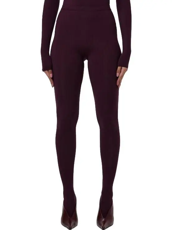 Naked Wardrobe Closed Toe Leggings - Dark Plum