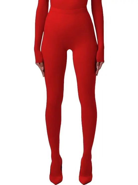Naked Wardrobe Closed Toe Leggings - Red