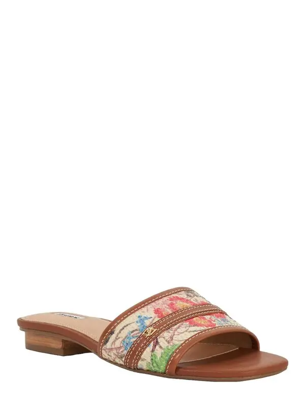 Dune London Leti Floral Slide Sandal - Brown Multi