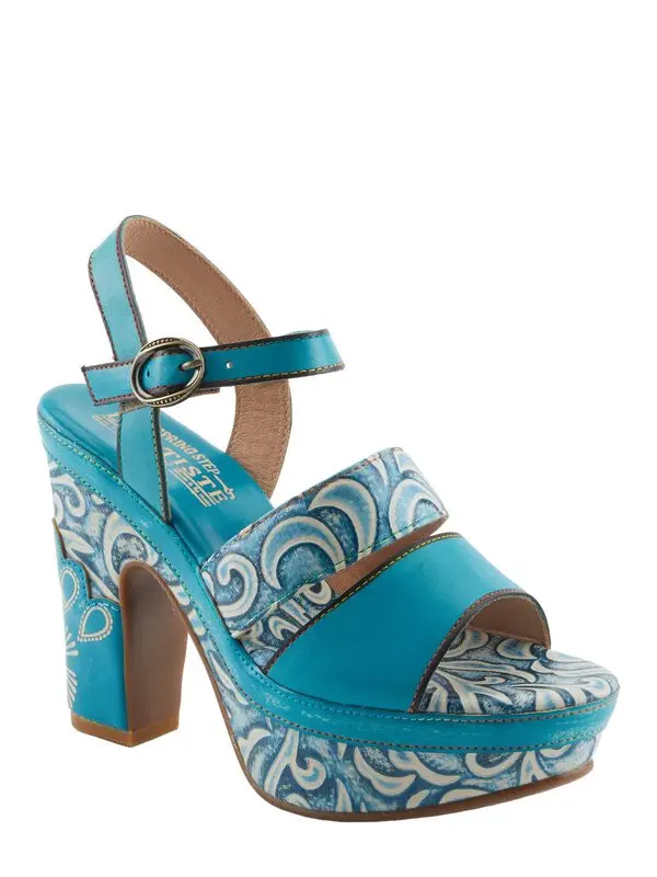 SPRING STEP SHOES Hotstrut Platform Sandals - Turquoise Multi