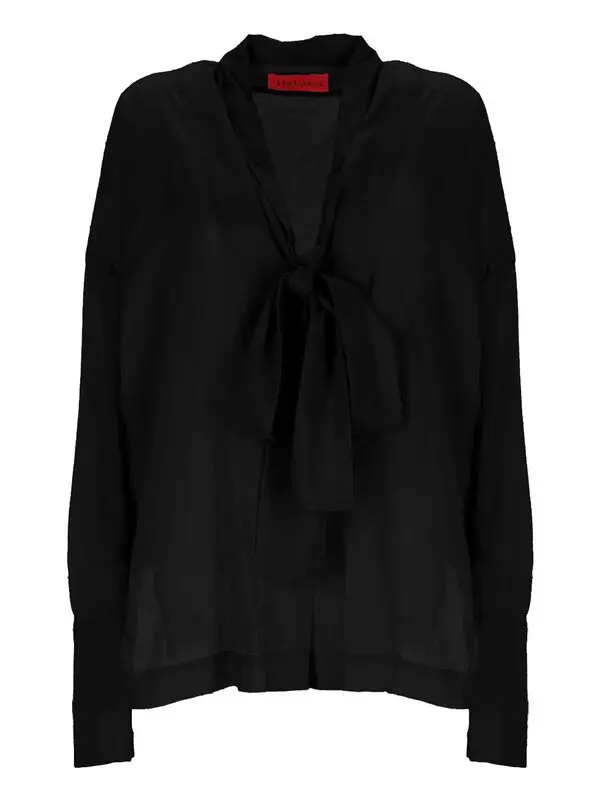 THE LATEST V-neck Button-down Shirt - Black