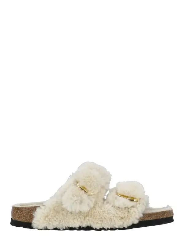 BIRKENSTOCK Arizona Big Buckle Shearling Sandals - Beige