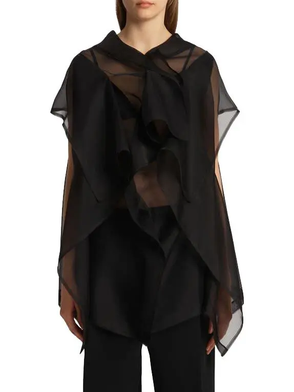 Khaite Santana Silk Organza Top - Black
