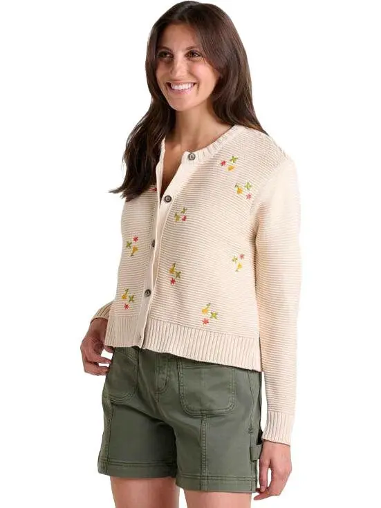 TOAD & CO Bianca Crew Embroidered Cardigan - Natural Embroidery