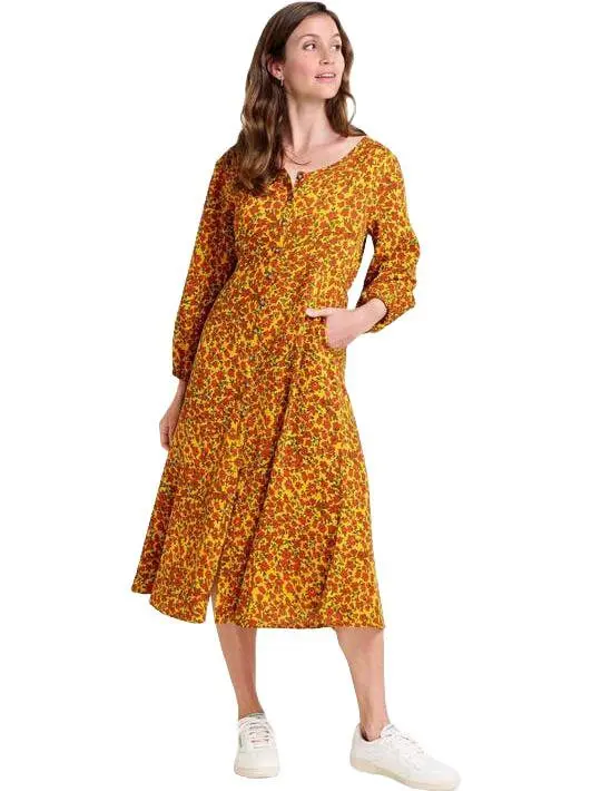 TOAD & CO Manzana Paneled Midi Long Sleeve Dress - Pollen Ditsy Print