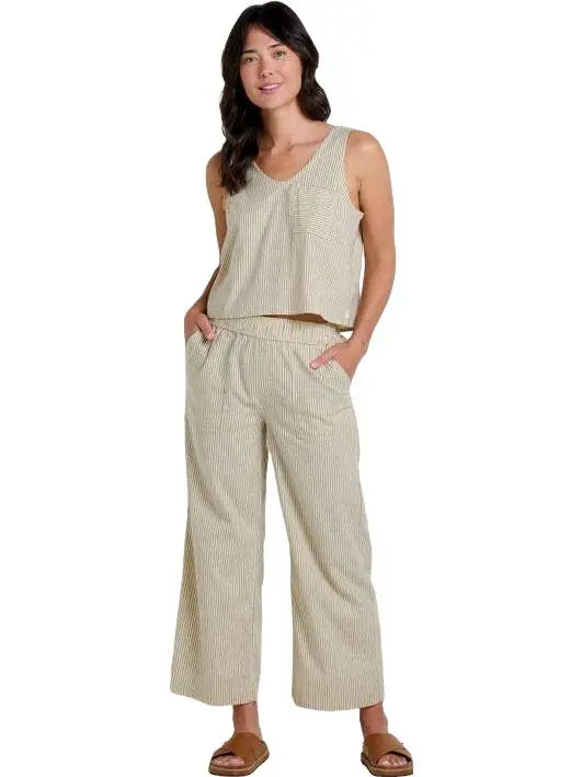TOAD & CO Taj Hemp Wide-leg Pant - Barley Railroad Stripe