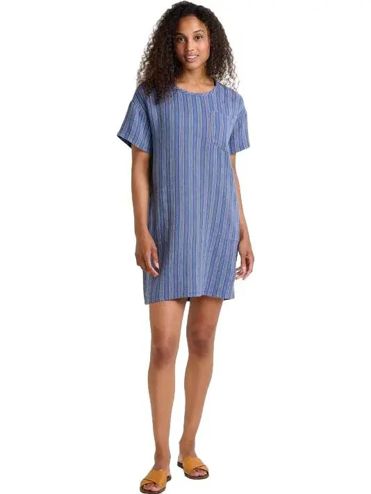 TOAD & CO Tate Double Weave Short Sleeve Dress - Kyanite Stripe