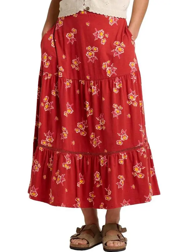 TOAD & CO Marigold Tiered Midi Skirt - Campfire Lg Floral Print