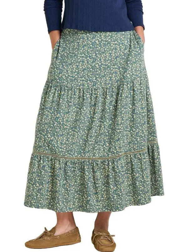 TOAD & CO Marigold Tiered Midi Skirt - Silver Pine Print