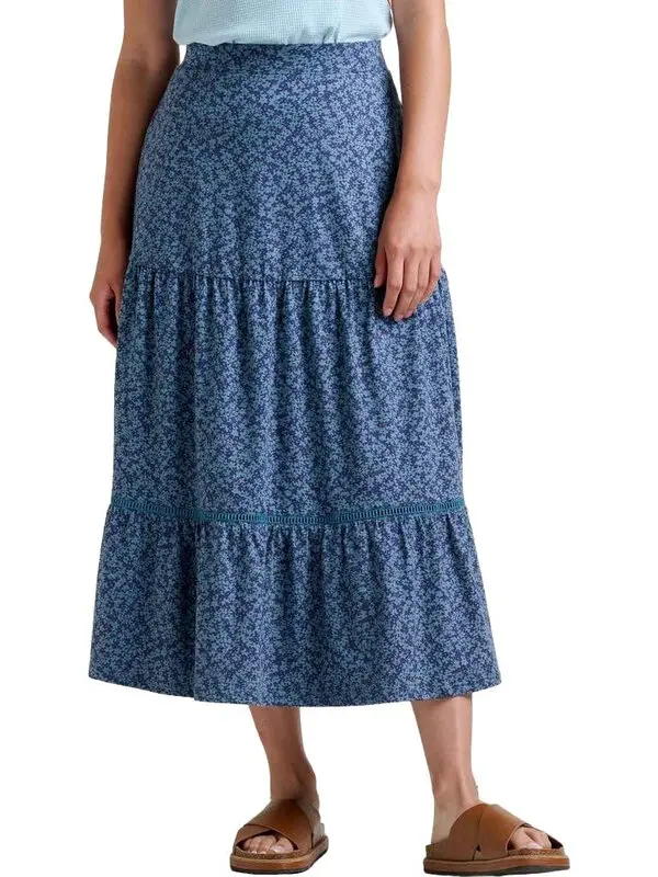 TOAD & CO Marigold Tiered Midi Skirt - True Navy Tonal Print