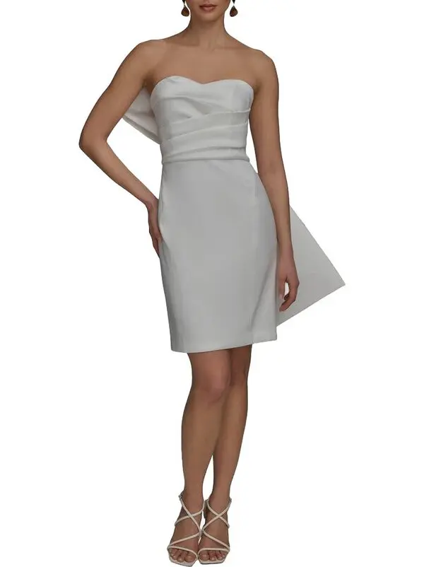 Donna Karan New York Strapless Bow Back Mini Dress - Cream