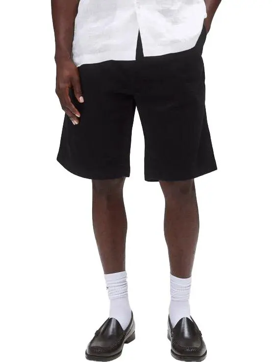 Reigning Champ Relaxed Fit Pleated Cotton Twill Chino Shorts - Black