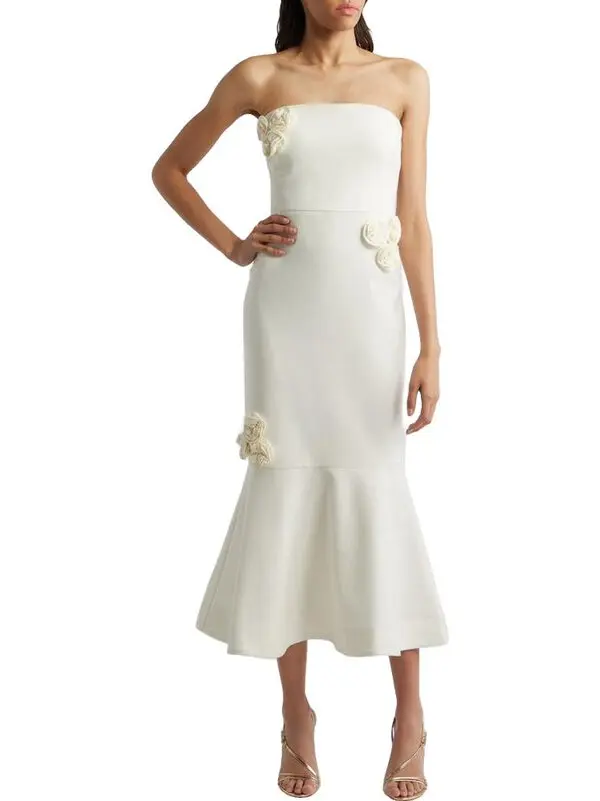 Likely Ilene Strapless Mermaid Cocktail Dress - White