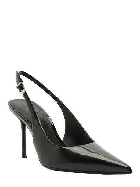 Schutz Paola Slingback Pointed Toe Pump - Black Patent Leather