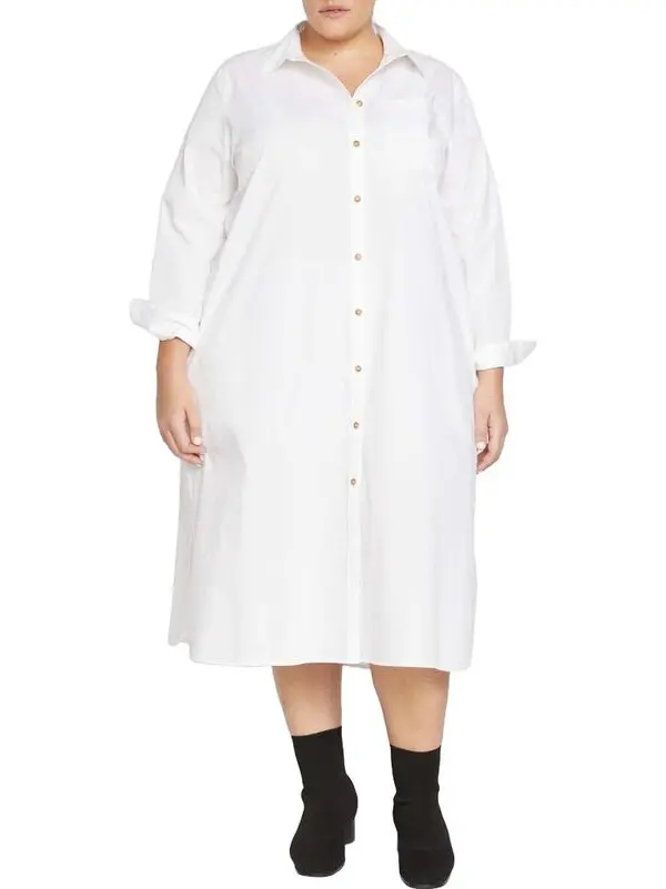 Universal Standard Odeon Stretch Poplin Shirtdress - White
