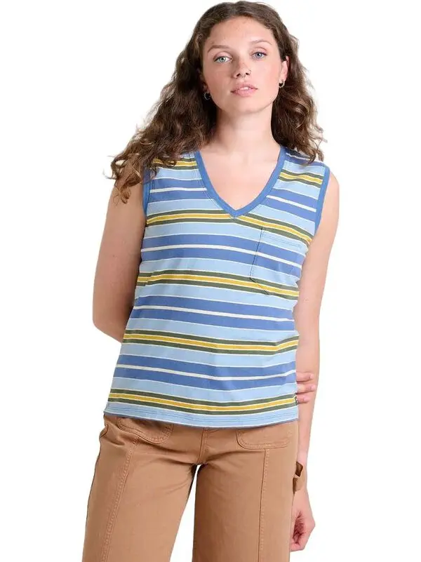 TOAD & CO V-neck Tank - Weathered Blue Stripe