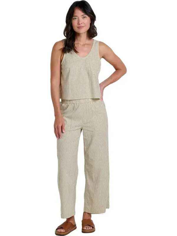TOAD & CO Taj Hemp Button Back Tank - Barley Railroad Stripe