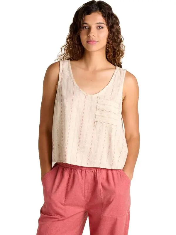 TOAD & CO Taj Hemp Button Back Tank - London Fog Dobby