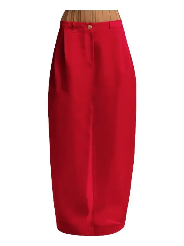 Khaite Lucian Pleated Maxi Skirt - Raspberry