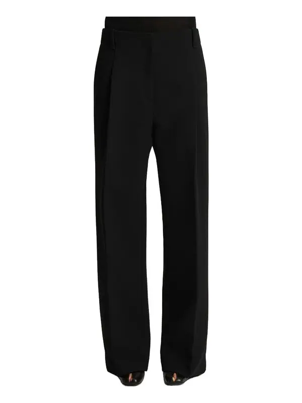 Khaite Lenton Pleated Straight Leg Trousers - Black