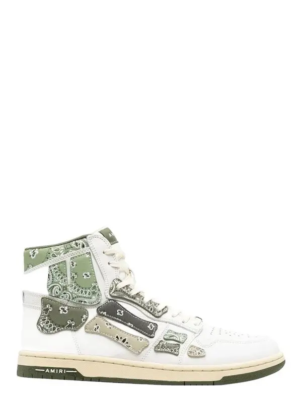 Amiri Skel Top Hi Bandanain Sneakers - White/olive