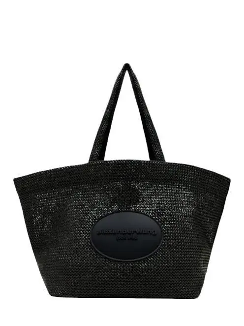 Alexander Wang Punch Xl Raffia Tote - Black