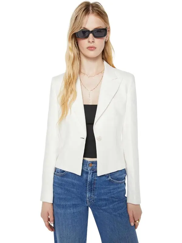 MARIA CHER Nova Cropped Linen Blazer - White