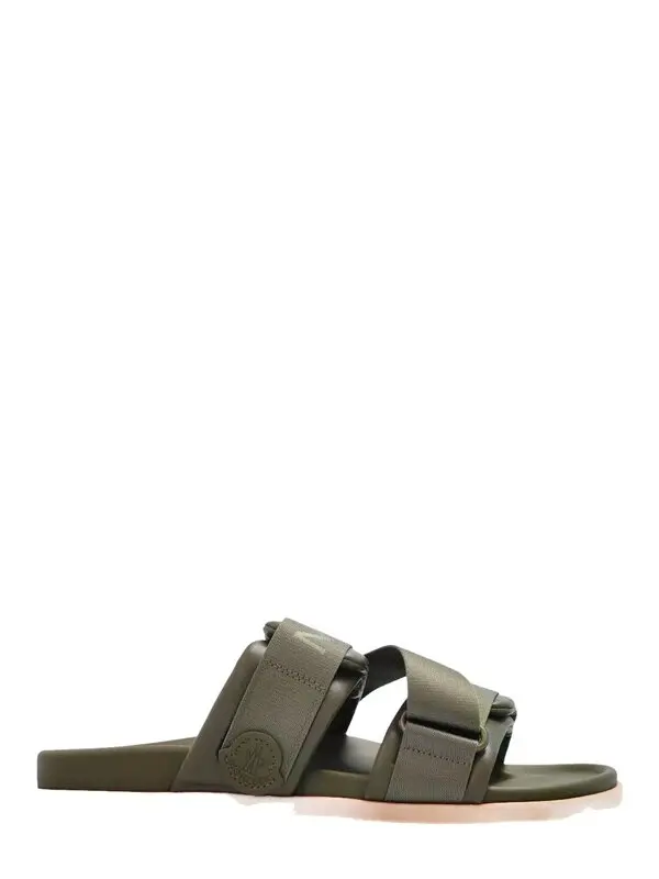 Moncler Leather Slides - Green