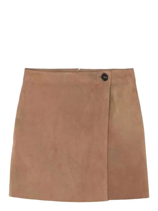 YVES SALOMON Suede Mini Skirt - Neutrals