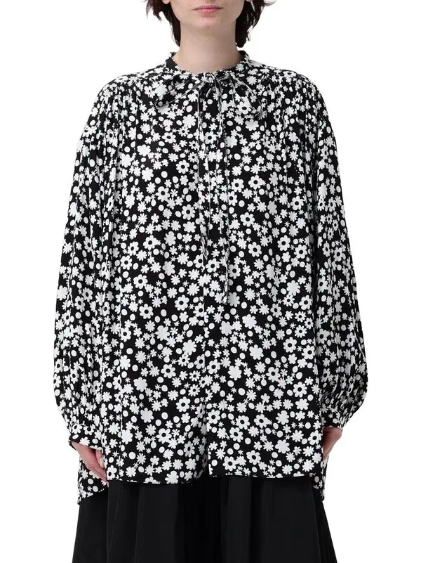 Marni Floral Print Shirt With Tie Detail - Black