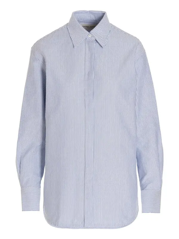 GOLDEN GOOSE Batilda Striped Shirt - Light Blue