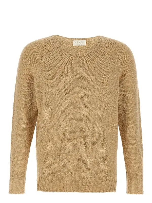 MA'RY'YA Bouclé Cotton Blend Sweater - Beige