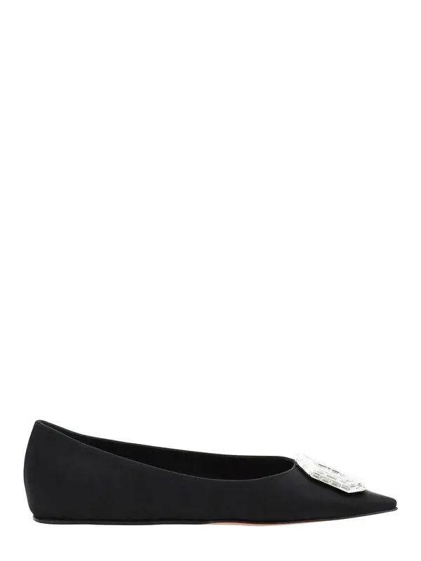 Amina Muaddi Camellia Ballerina Flats - Black